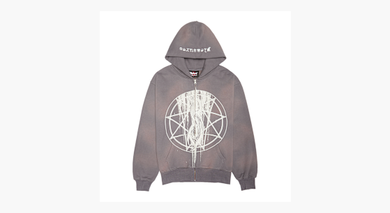 Buy Pleasures x Slipknot Nonagram Zip Hoodie in grey | P25SK005-SMOKE ...