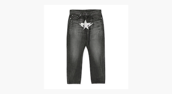 Buy A Bathing Ape Fake Print Sta Loose Fit Denim Pants in grey ...