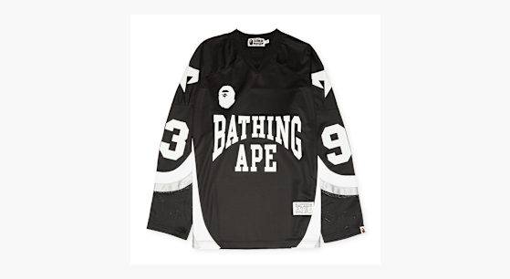 Buy A Bathing Ape Line Camo Jacquard Logo Relaxed Fit Ice Hockey Jersey ...